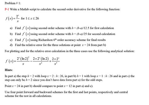 Solved Write A Matlab Script To Calculate The Second Order Chegg