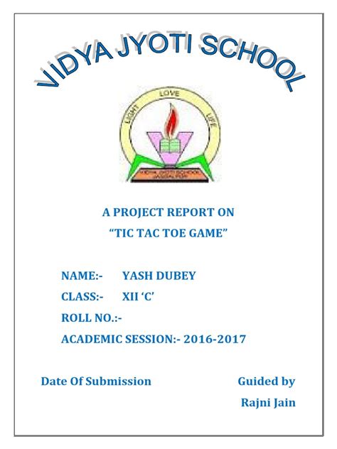 A Project Report On Tic Tac Toe Game Pdf