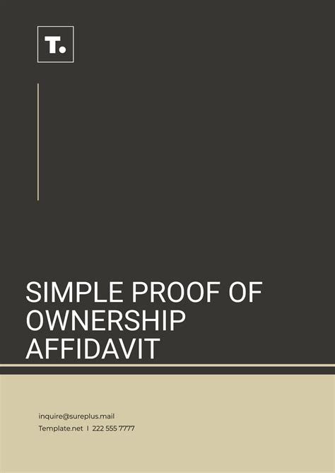 Free Simple Proof Of Ownership Affidavit Template To Edit Online