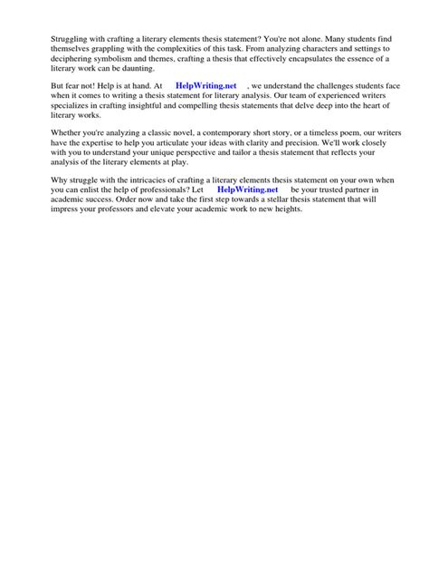 Literary Elements Thesis Statement Pdf Essays Thesis