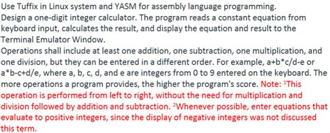 Solved Use Tuffix In Linux System And Yasm For Assembly