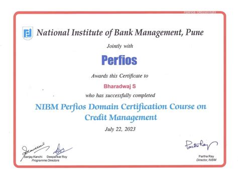 Bharadwaj S On Linkedin Perfios Nibm Certification Creditmanagement Continuouslearning