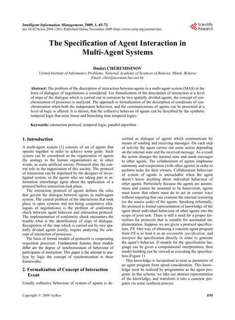 pdf the specification of agent interaction in multi agent systems