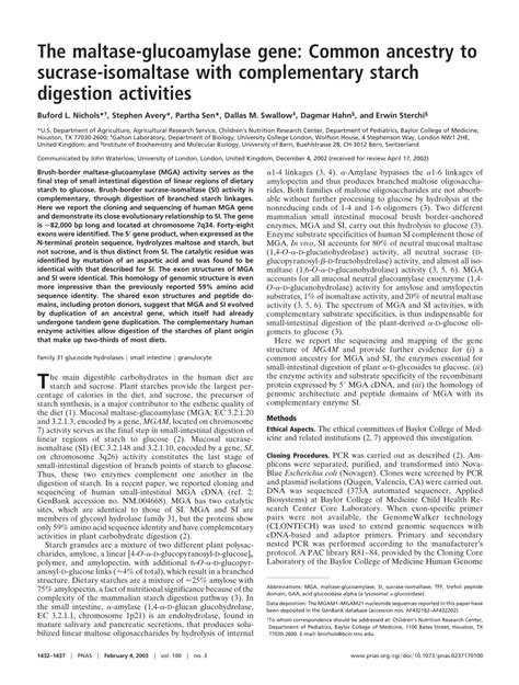 Pdf The Maltase Glucoamylase Gene Common Ancestry To Sucrase Isomaltase With Complementary