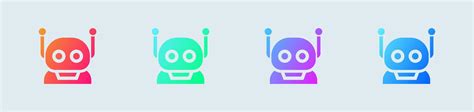 Robot Solid Icon In Gradient Colors Artificial Intelligence Signs