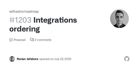 Integrations Ordering · Withastro Roadmap · Discussion 1203 · Github