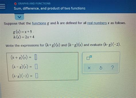 Solved OGRAPHS AND FUNCTIONS Sum Difference And Product Of Chegg