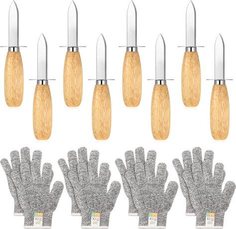 Tarpop 16 Pieces Oyster Shucking Set 8 Stainless Steel