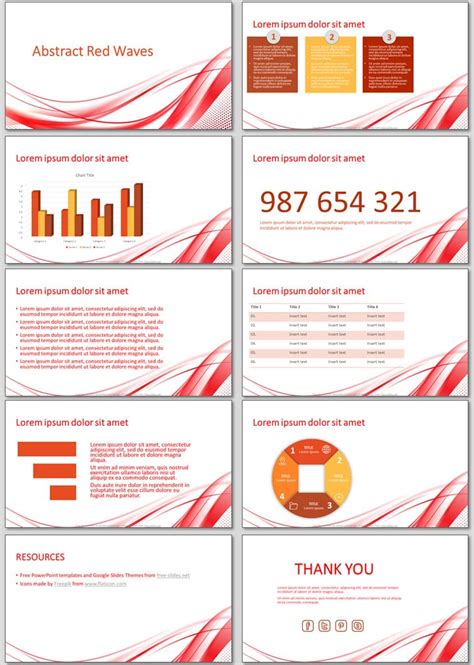 Abstract Red Waves Free PowerPoint Template And Google Slides Theme