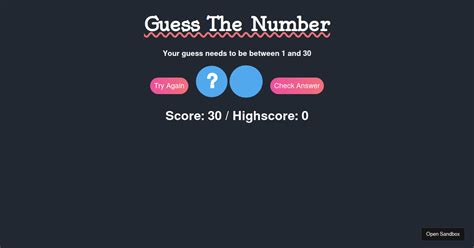 Guess The Number Codesandbox