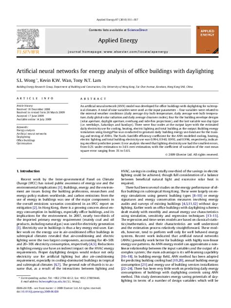 Pdf Artificial Neural Networks For Energy Analysis Of Office