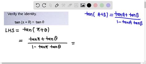 Solved Verify The Identity Tan 10 Tan 0 Write The Left Side Of