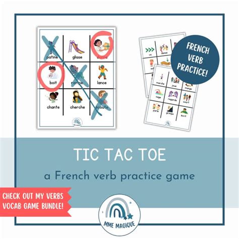 Literacy Games Verb Vocab Games Tic Tac Toe By Mme Magique Tpt