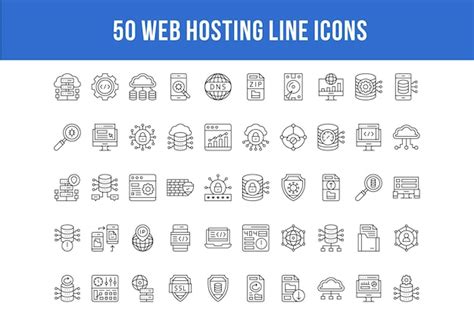 premium vector 50 web hosting line icons