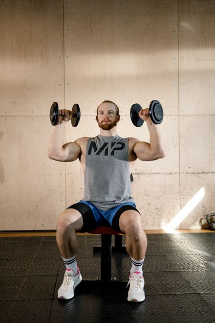 Жим гантелей сидя на скамье Упражнения для плечей N1fit