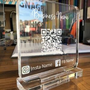 QR Code Business Sign Acrylic Block Stand Custom Beauty Salon Aesthetics Hair Barber Office