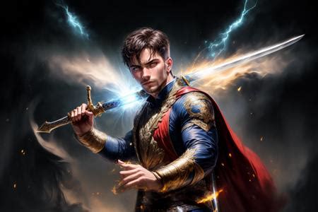 6 Depth Pose Of A Man Holding Sword V1 0 Stable Diffusion Poses Civitai