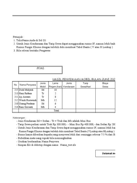 Soal Excel Admin Pdf
