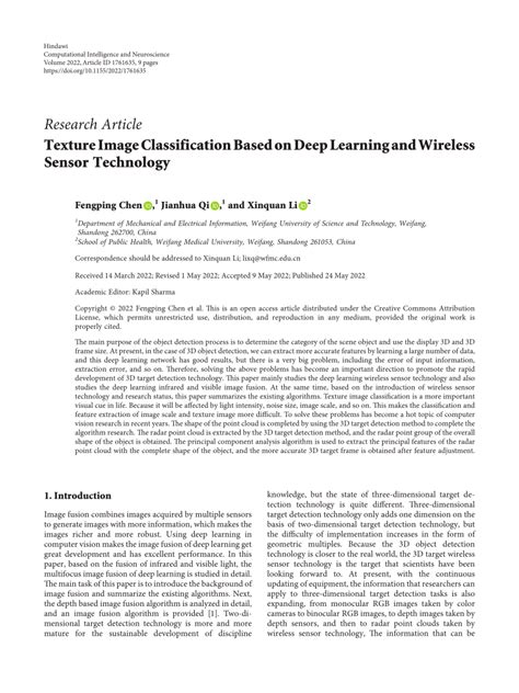PDF Texture Image Classification Based On Deep Learning And Wireless Sensor Technology