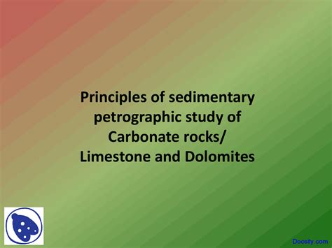 Carbonate Rocks Sedimentology Lecture Slides Docsity