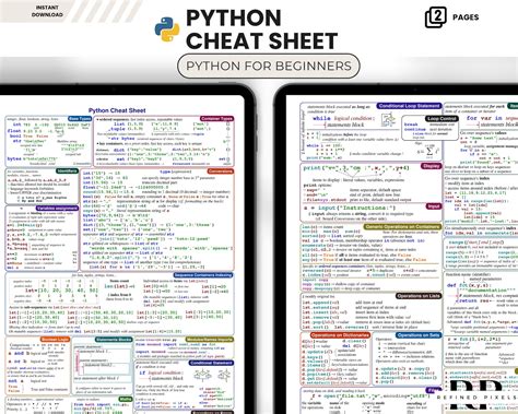 Python Cheat Sheet Template Python For Beginners Data Type Coding