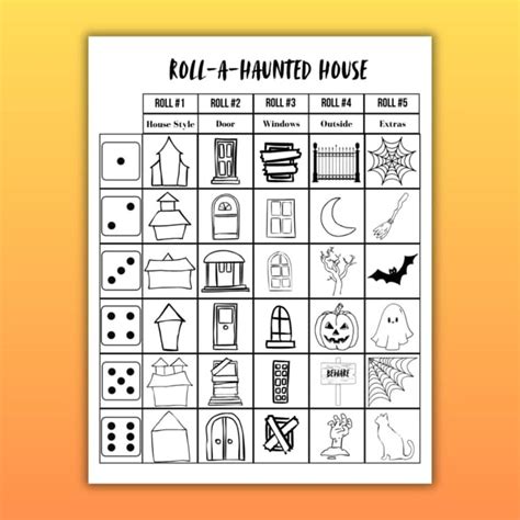 Roll A Haunted House No Prep Halloween Art Sub Plan Dice Drawing Game