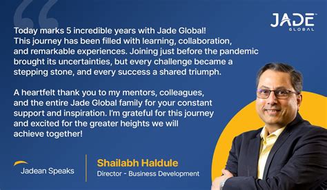 Jade Global On Linkedin Workanniversary Jadeanspeaks Jadeglobal