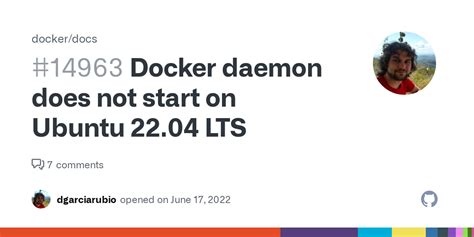 Docker Daemon Does Not Start On Ubuntu 2204 Lts · Issue 14963