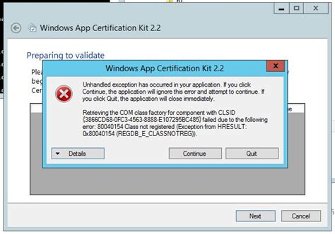 Wack Windows App Certification Class Not Registered Exception Stack Overflow
