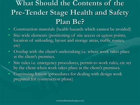 Ppt The Pre Tender Stage Health And Safety Plan Powerpoint