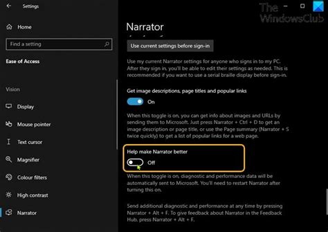 Turn On Or Off Diagnostic Data About Narrator In Windows 11