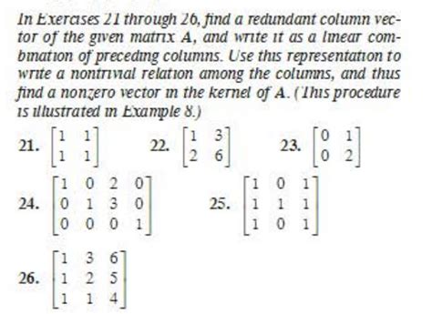 solved in exercises 21 through 26 find a redundant column