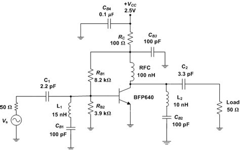 Circuit Schematic Of The Designed Low Noise Amplifier Download Scientific Diagram