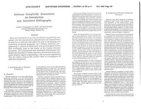 Pdf Software Complexity Assessment Annotated Bibliography