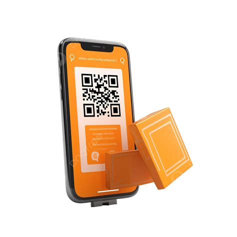 Orange Mobile Phone Or Smartphone With Barcode Qr Code Scanning Check