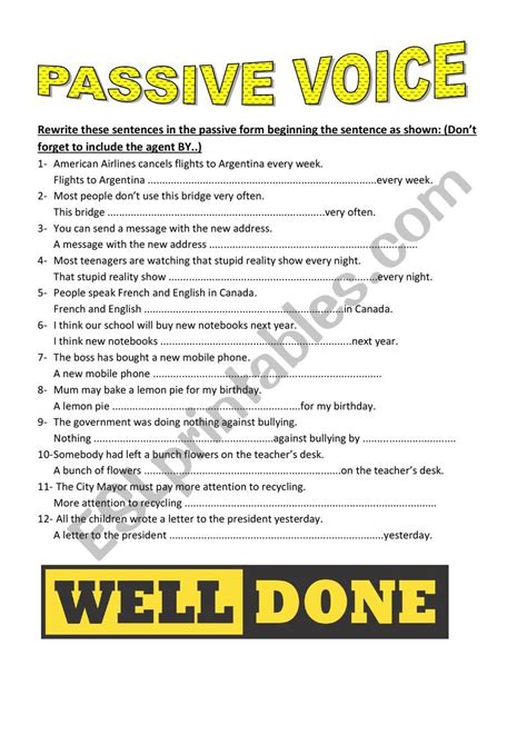Passive Voice Exercises Mixed Tenses Multiple Choice Design Talk