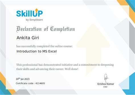 Ankita Giri On Linkedin Excel Course Completion Microsoftexcel