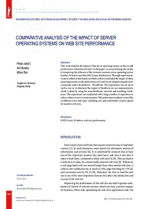 Pdf Comparative Analysis Of The Impact Of Server Operating Systems On