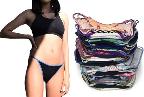 Sexy Basics Womens 12 Pack String Bikini Briefs Medium 12 Pack Grab Bag Prints Solids At