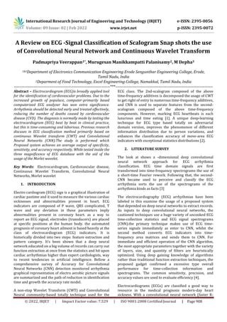 A Review On ECG Signal Classification Of Scalogram Snap Shots The Use