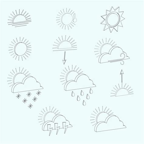 Premium Vector Outline Isometric Weather Forecast Icons Pack Isometric Elements Of Cloud Sun