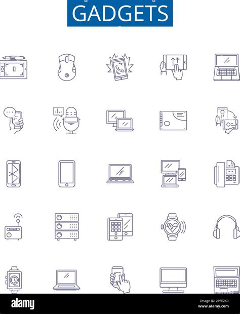 Gadgets Line Icons Signs Set Design Collection Of Devices Electronics Appliances Tools