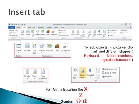 Lecture 06 Insert Tab Word 2007 Pptx Desktop Publishing Computer