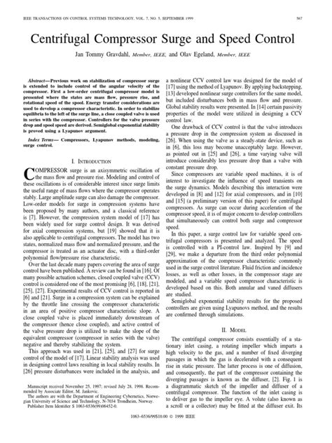 Centrifugal Compressor Surge and Speed Control: Developing Controllers to Simultaneously ...