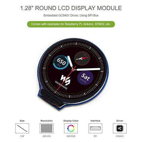 Waveshare 128inch Round Lcd Display Module65k Rg Vicedeal