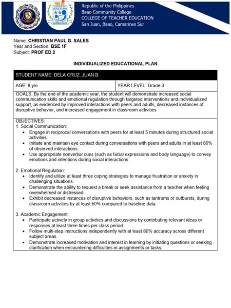 Prof Ed Explore Individualized Educational Plan Pdf