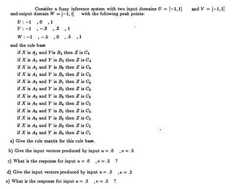 Solved And V Consider A Fuzzy Inference Chegg