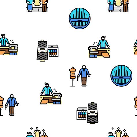 Tailor Worker Sewing Occupation Vector Seamless Pattern 19597888 Vector