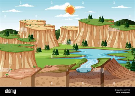 Nature Landscape Scene With Soil Layers Illustration Stock Vector Image Art Alamy