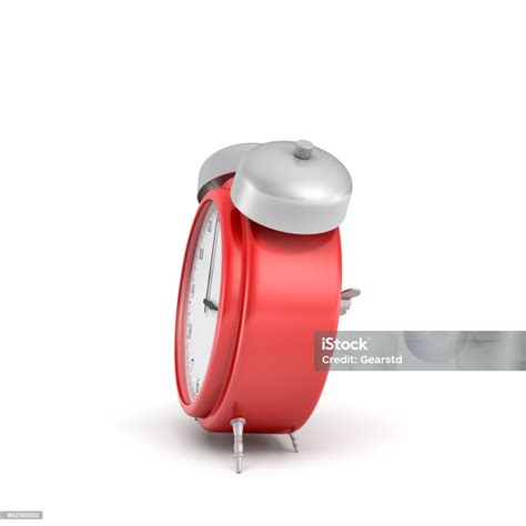 흰색 배경에 고립 된 이중 금속 종 레드 빈티지 자명종의 3d 렌더링 0명에 대한 스톡 사진 및 기타 이미지 0명 3 3차원 형태 Istock